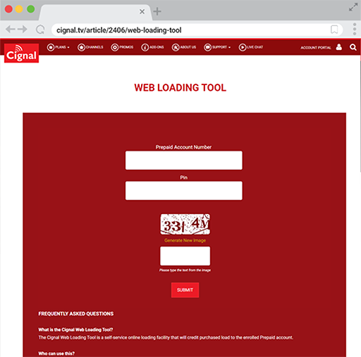 CIGNAL TV - Self Serve Tools - Prepaid